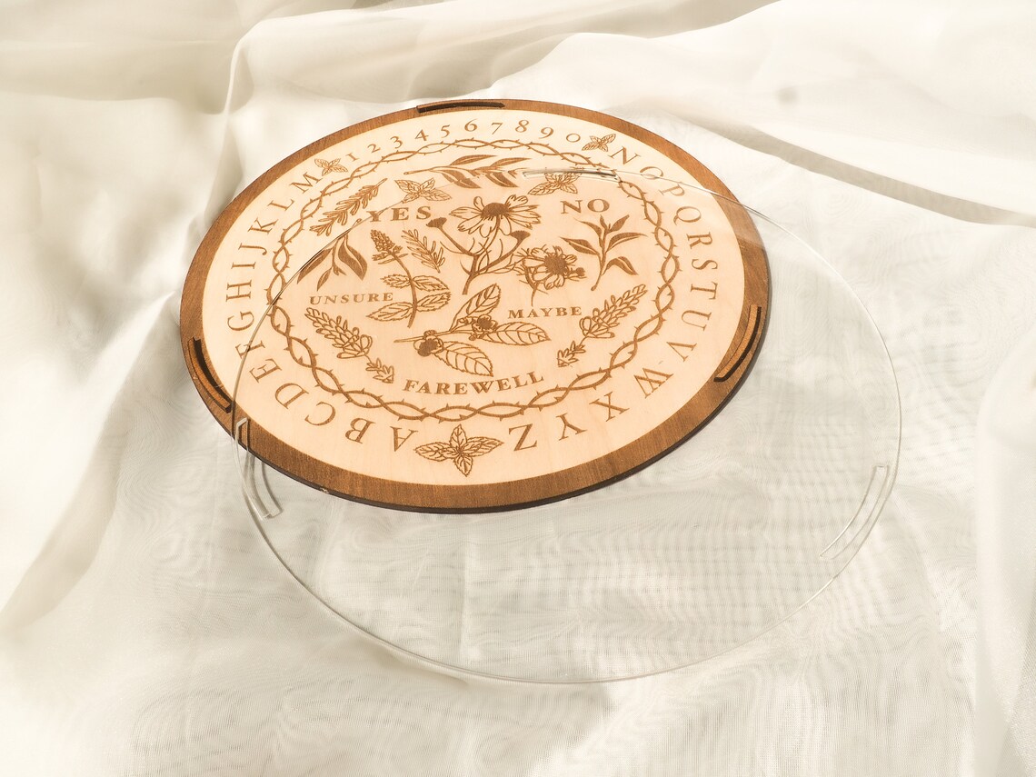 Wooden Ouija Board Herbal Round Spirit Board Floral - Etsy