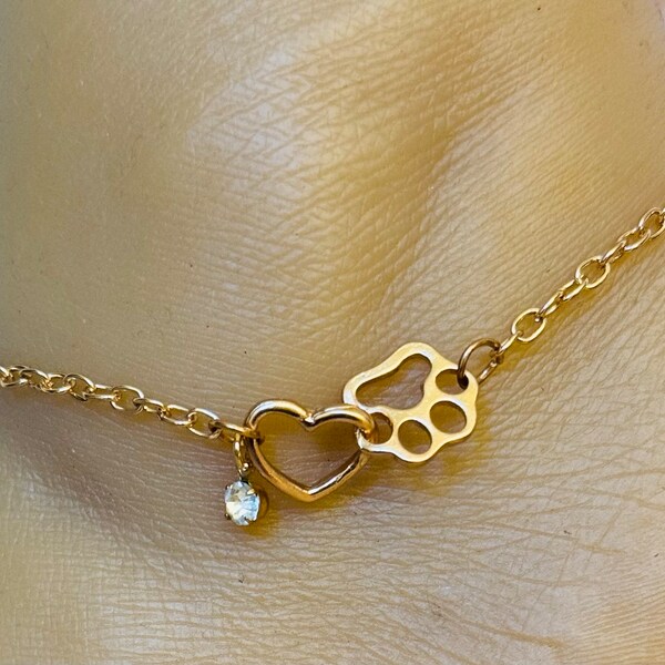 Paw Print Anklet - Etsy