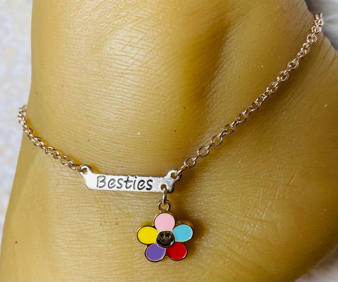 Anklet/2-bestie Anklets/friendship Anklets//besties Happy Face Anklets ...