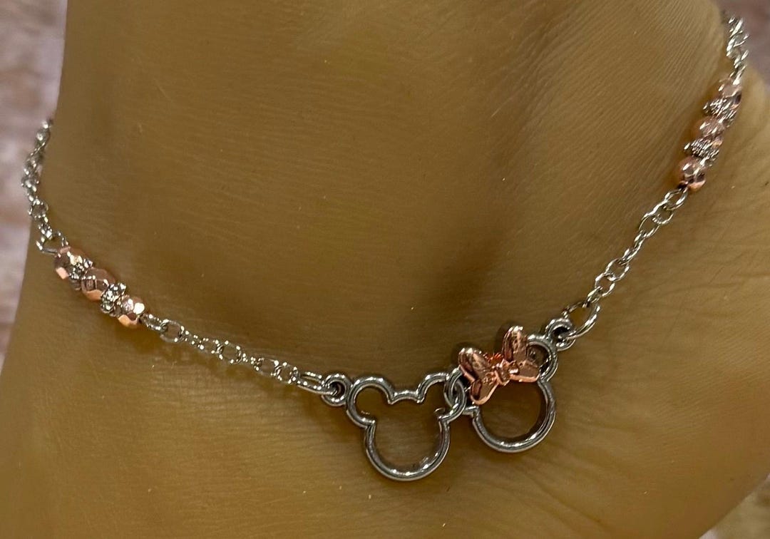 Anklet/minnie and Mickey Mouse Anklet/silver Minnie and Mickey Mouse ...