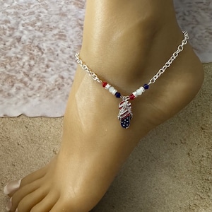 Anklet/american Flag Anklet/flag Flip Flop Anklet/beach Jewelry ...