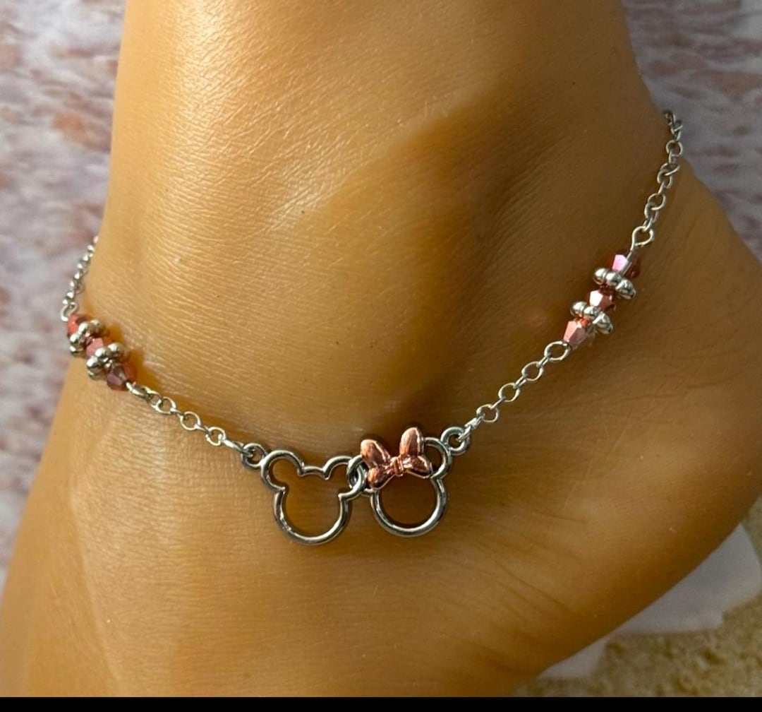 Anklet/minnie and Mickey Mouse Anklet/silver Minnie and Mickey Mouse ...