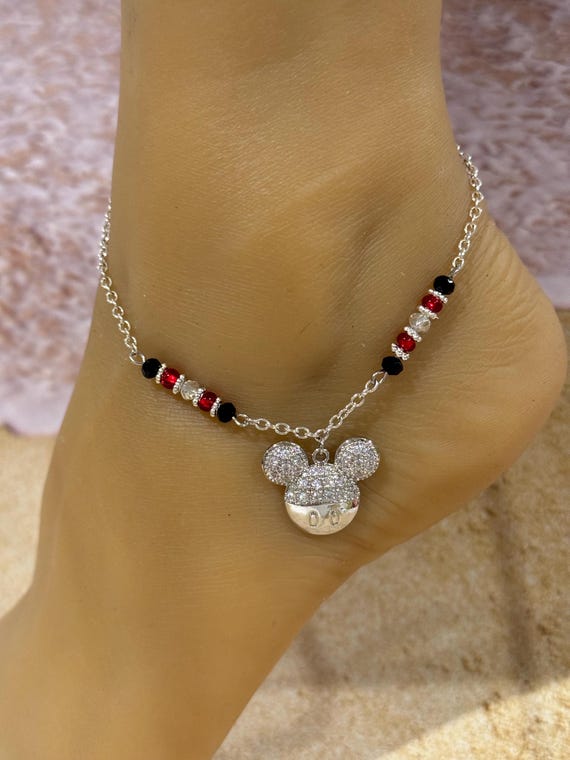 Buy Anklet mickey Mouse Anklet silver Mickey Mouse Anklet mickey Mouse Ankle Bracelet mickey Mouse Jewelry Online in India Etsy