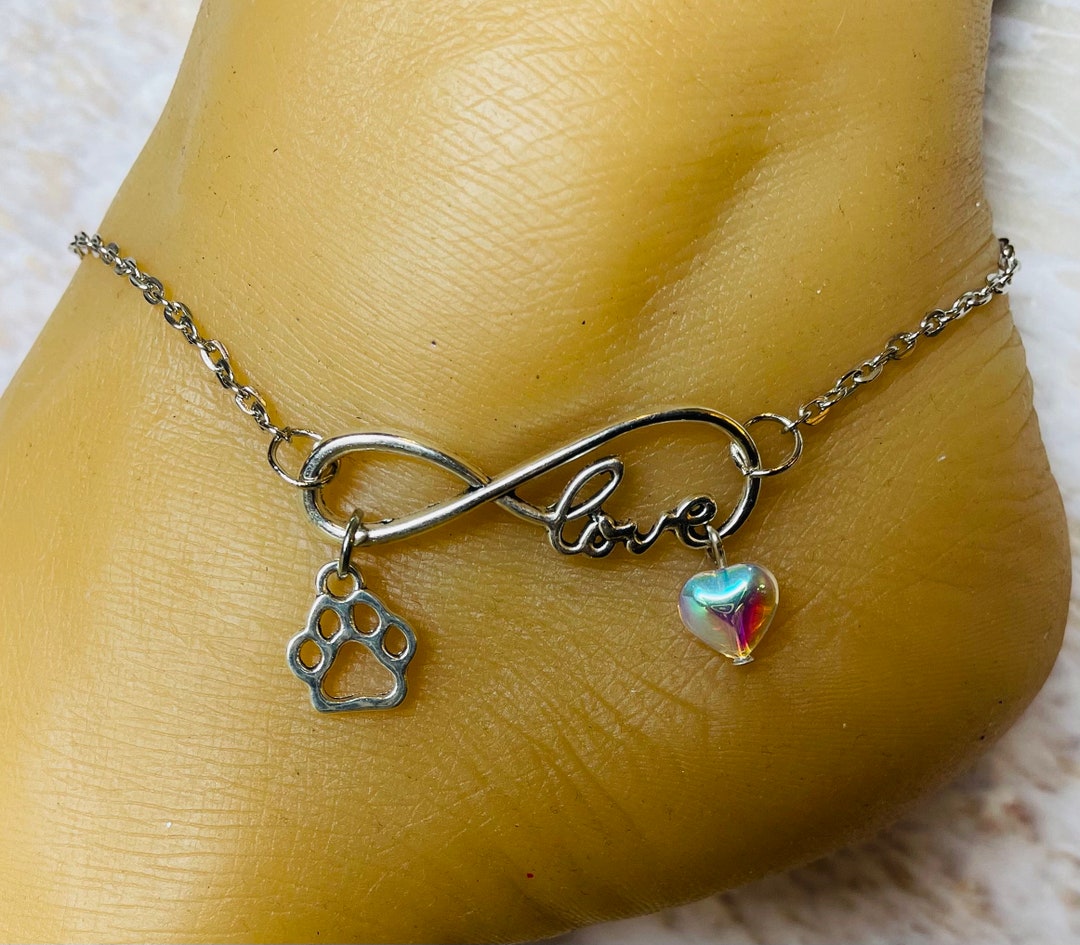 Paw Print Anklet/animal Infinity Love Charm Anklet/paw Ankle Bracelet ...
