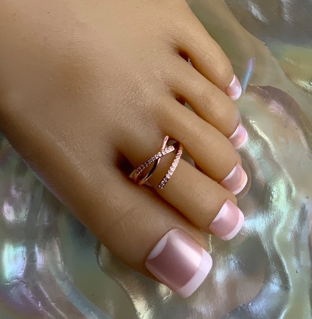 Toe Ring/adjustable Silver Plated Toe Ring/rose Gold Toe Ring/crystal ...
