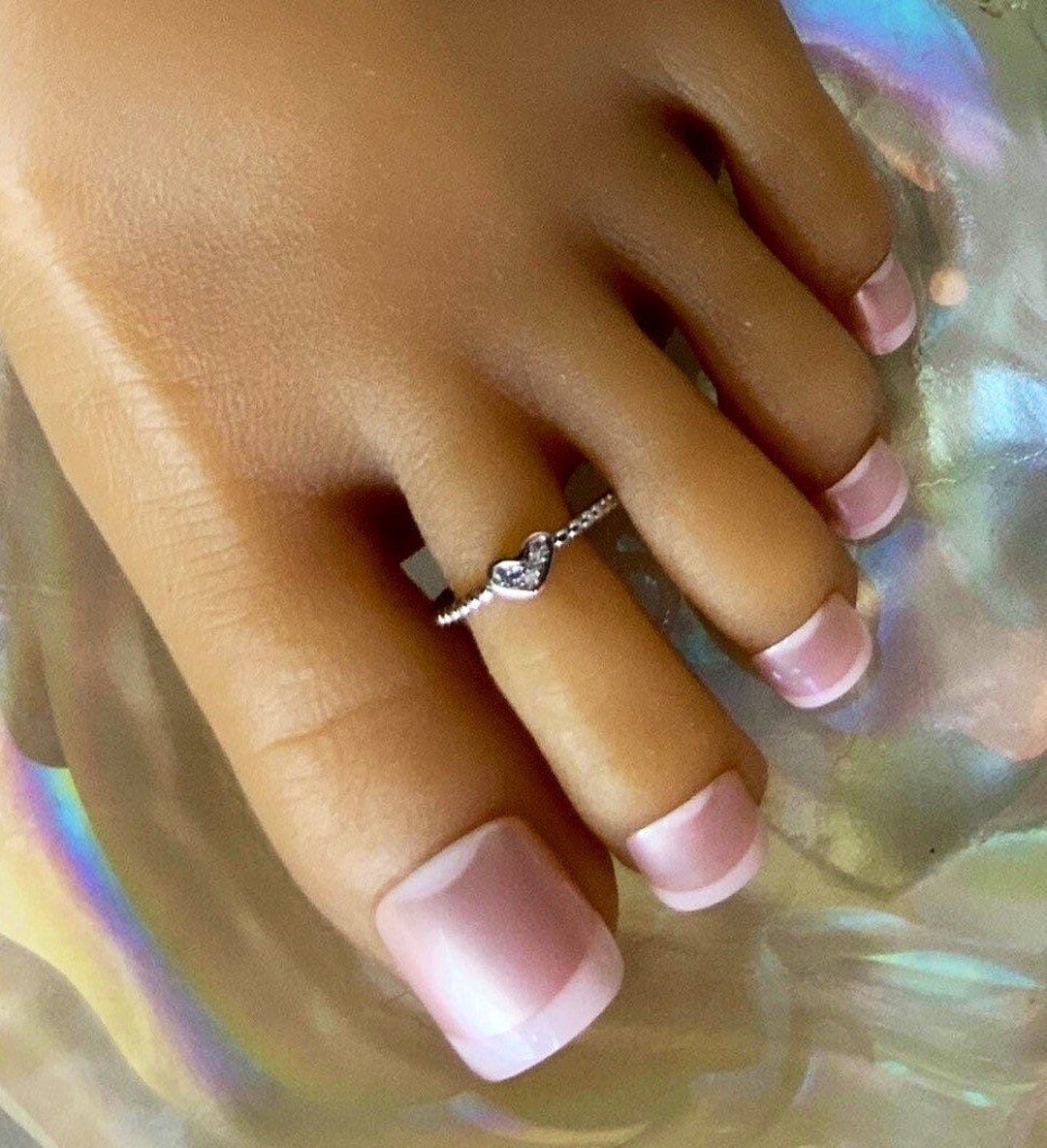 Toe Ring/adjustable Silver Heart Toe Ring/crystal Heart Toe Ring - Etsy