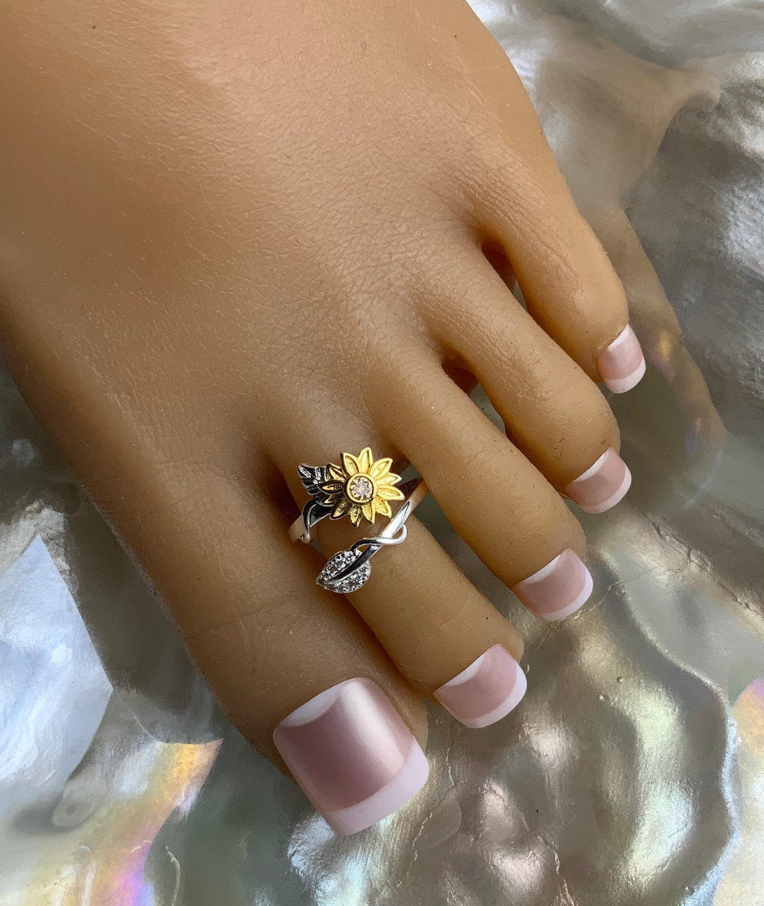 Toe Ring/adjustable Toe Ring/sunflower Toe Ring/crystal Sunflower Toe ...