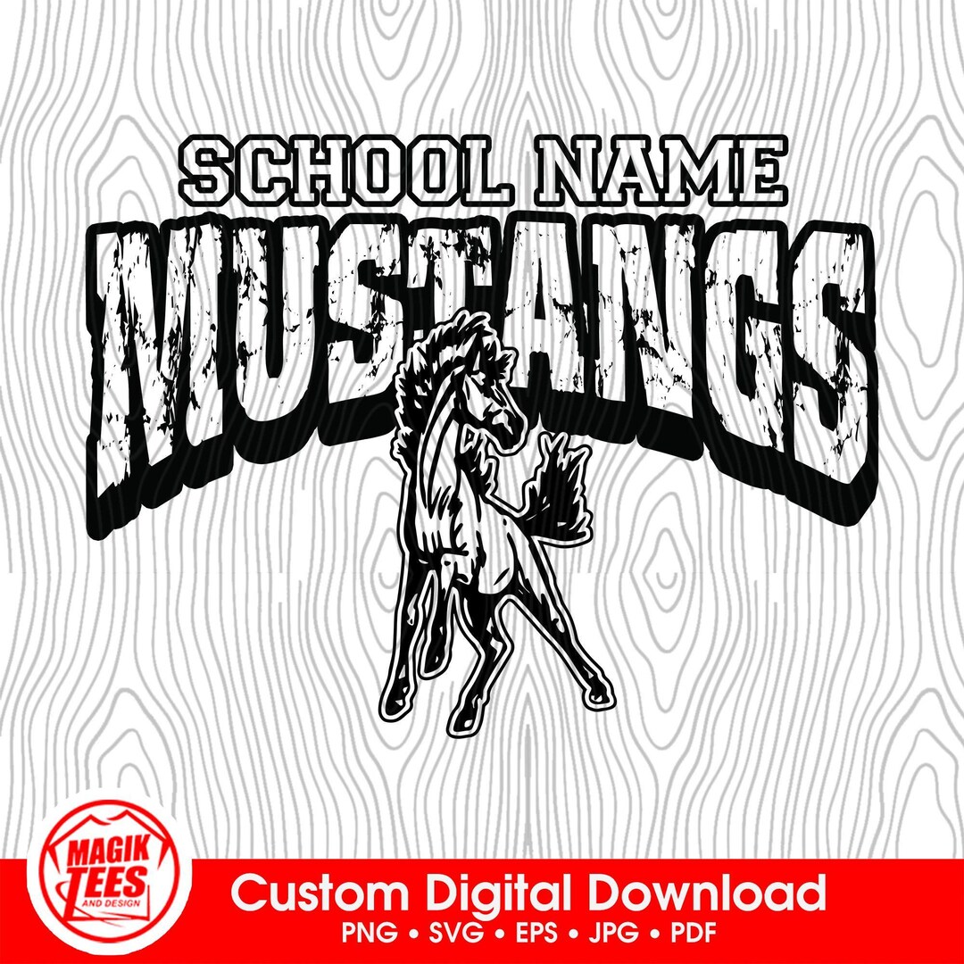 Mustangs Mascot School Spirit Custom Digital Download | Personalize ...