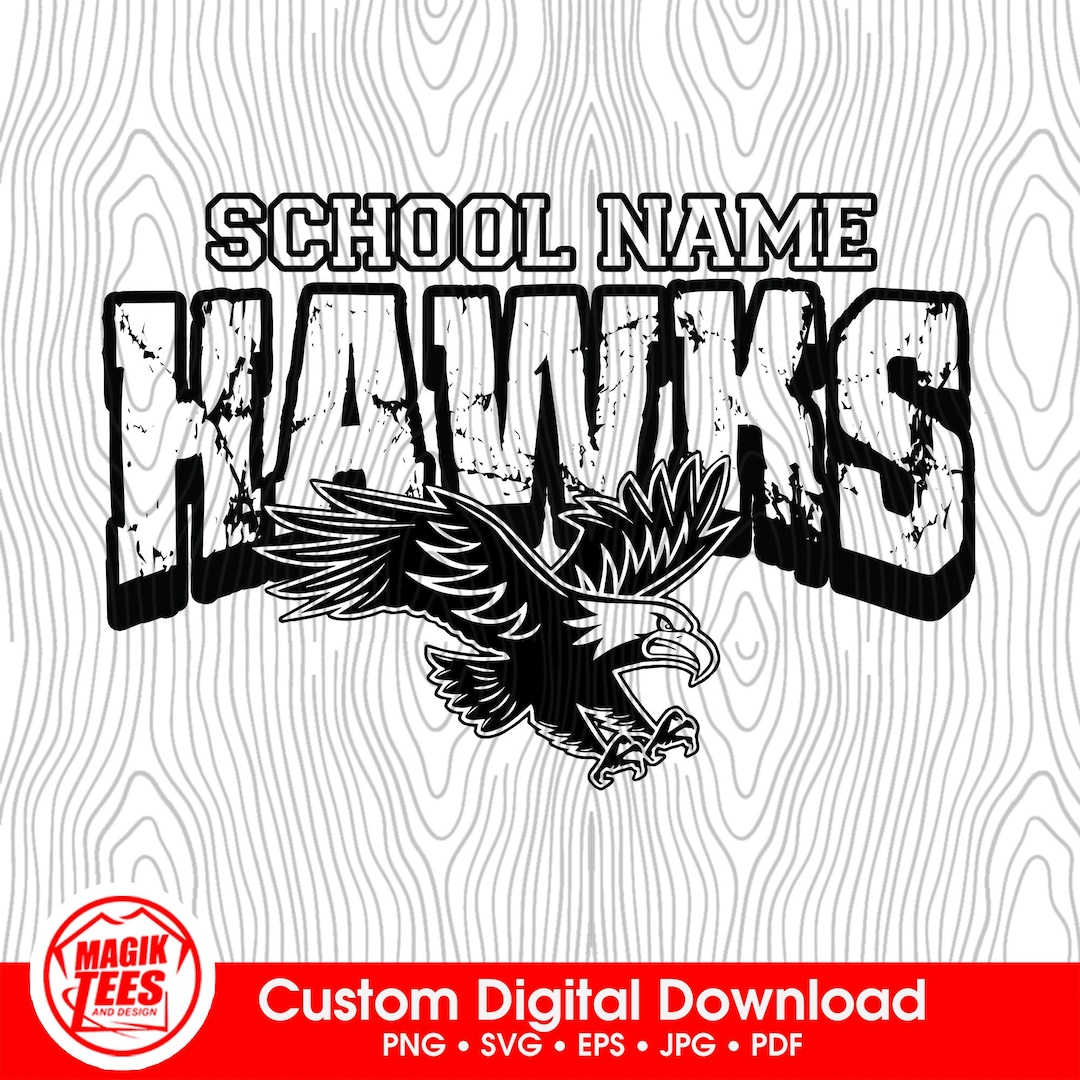 Hawks Mascot School Spirit Custom Digital Download | Personalize With ...