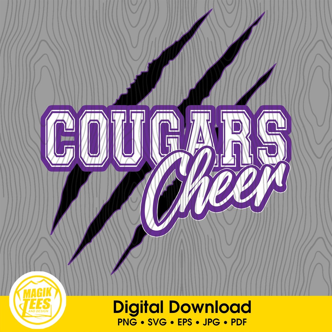 Cougars Cheer School Spirit Digital Download Purple | Cheerleader Pride ...