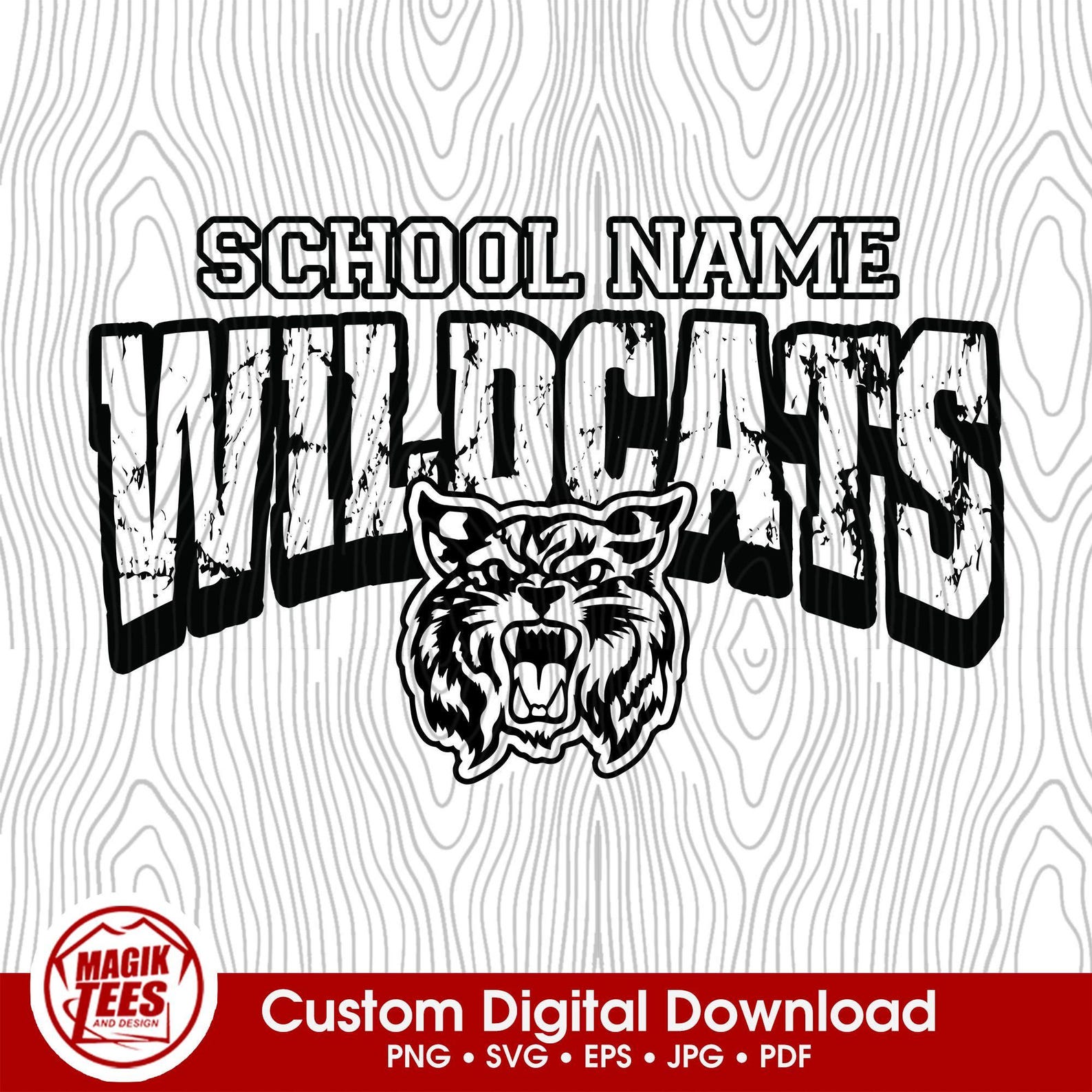 Wildcats School Spirit Mascot | Personalize With School Name | Digital ...