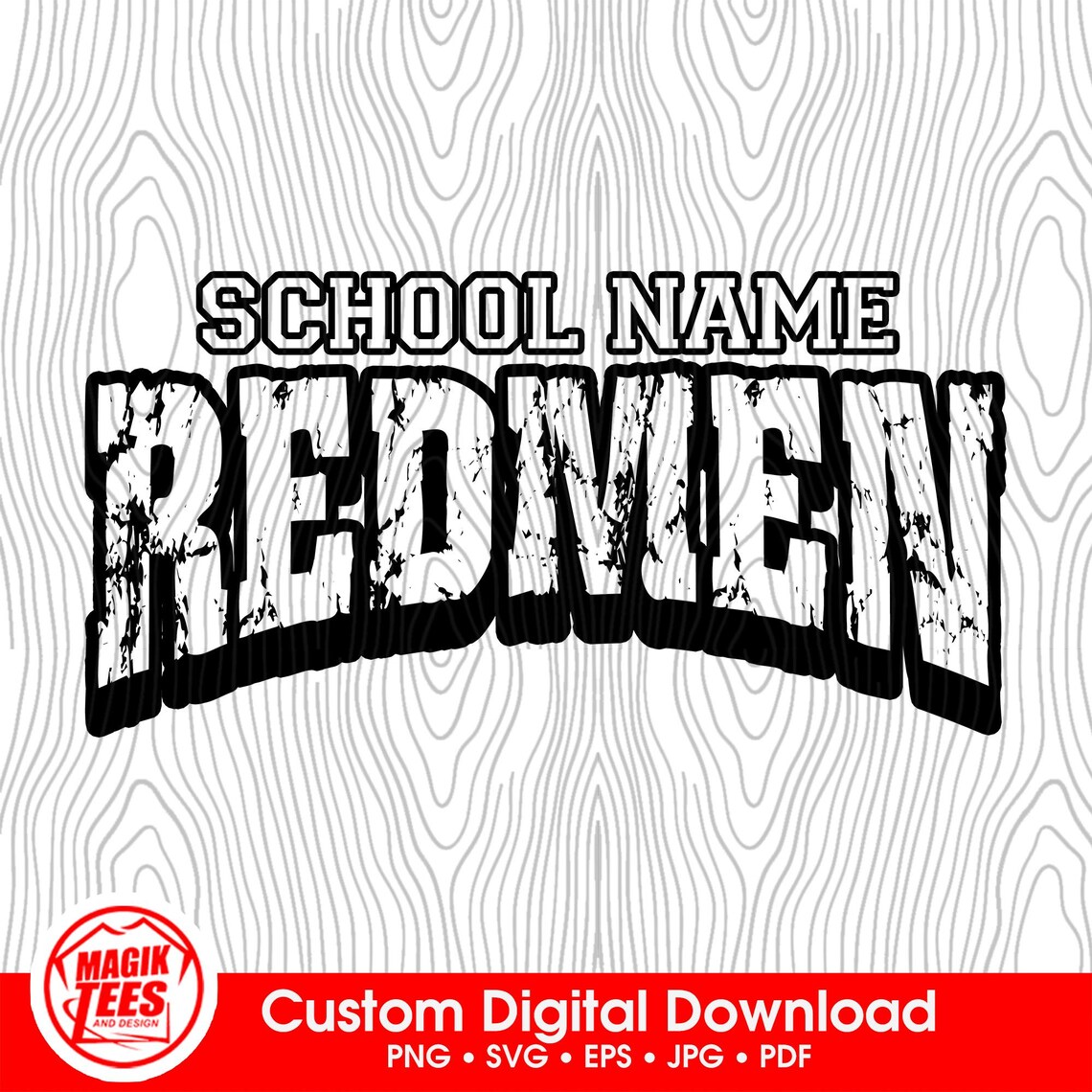 Redmen School Spirit Mascot | Personalize With School Name | Digital ...
