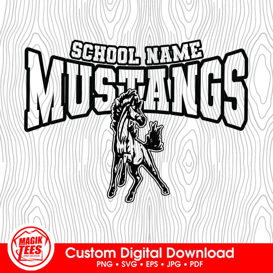 Mustangs Mascot School Spirit Custom Digital Download | Personalize ...