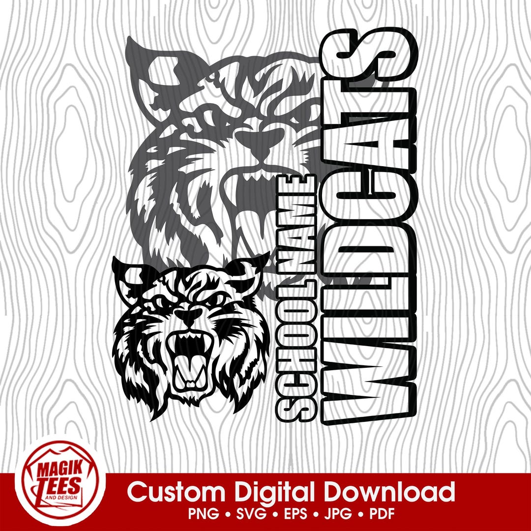 Wildcats School Spirit Mascot | Personalize With School Name | Digital ...