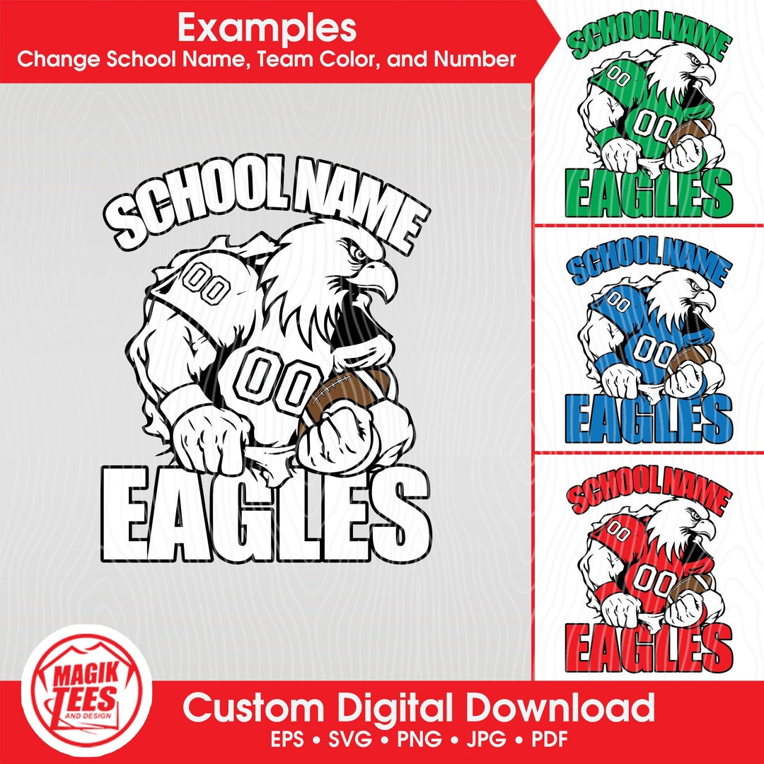 Eagles Football School Spirit Mascot Personalize With School Name, Team ...
