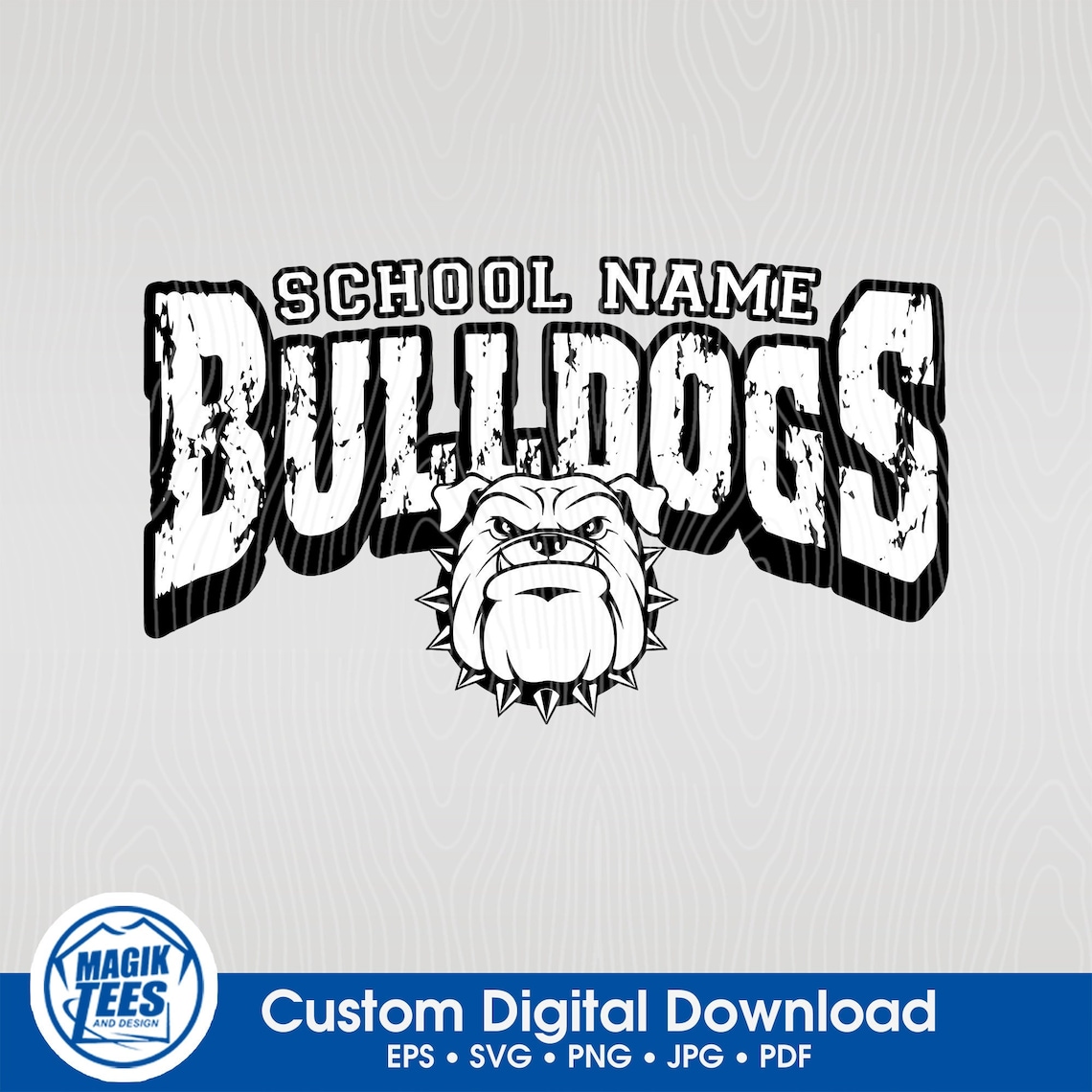 Bulldogs School Spirit Mascot Personalize With School Name - Etsy