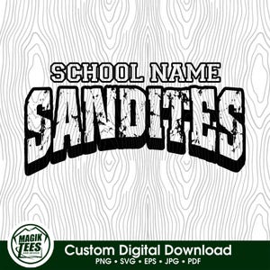 Sandites School Spirit Mascot | Personalize With School Name | Digital ...