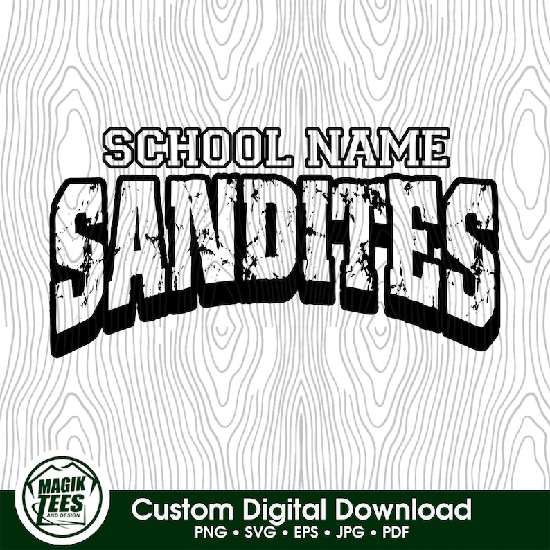 Sandites School Spirit Mascot | Personalize With School Name | Digital ...