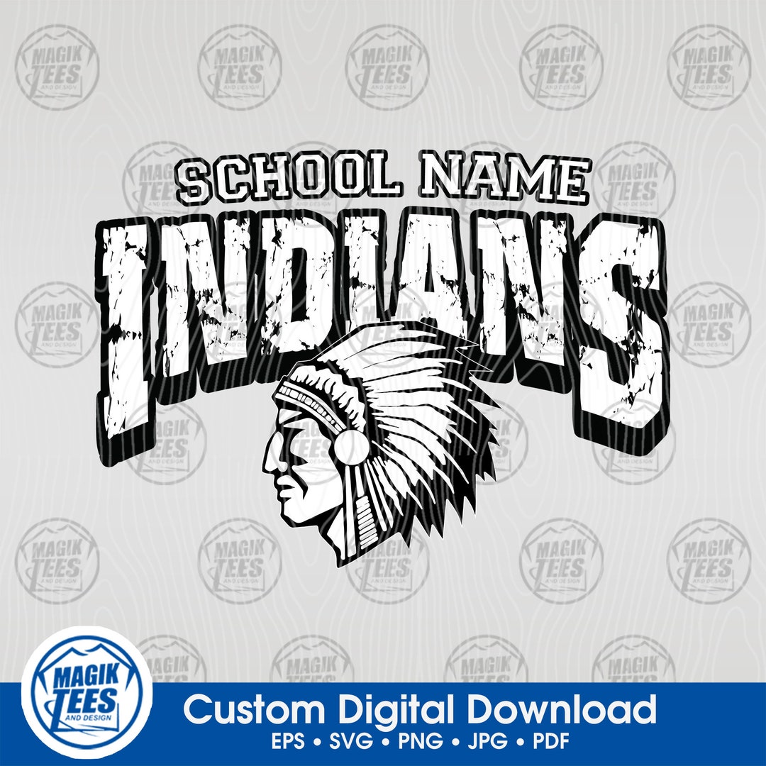 Indians Mascot School Spirit Custom Digital Download | Personalize With ...