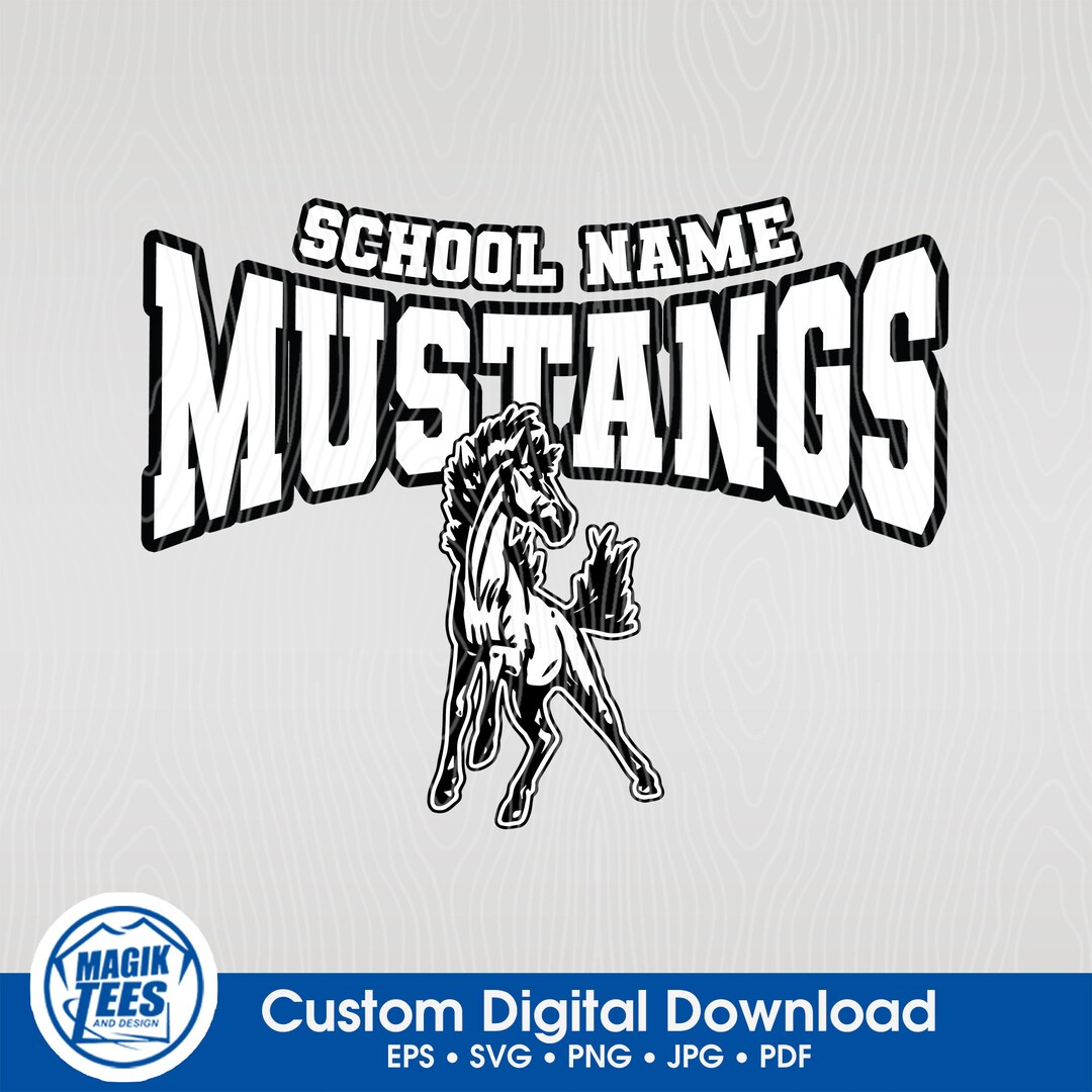 Mustangs Mascot School Spirit Custom Digital Download | Personalize ...