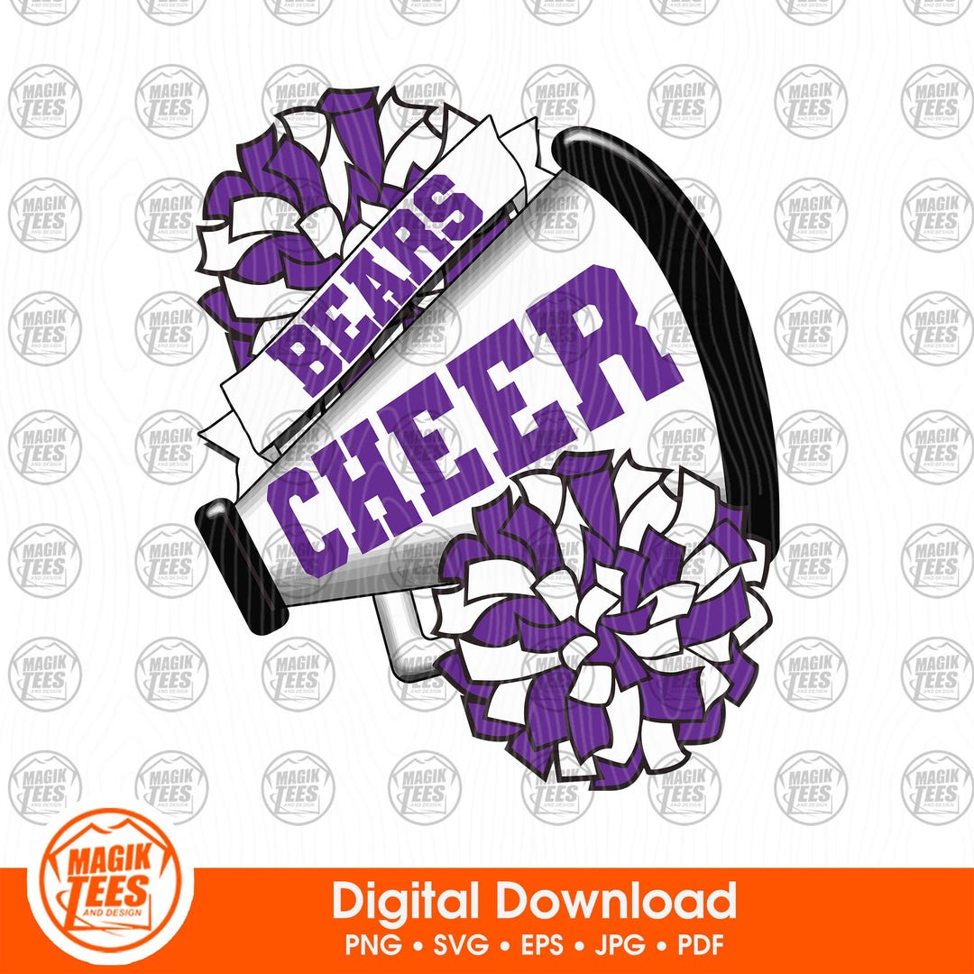 Bears Cheer School Spirit Digital Download Purple | Cheerleaders Pride ...