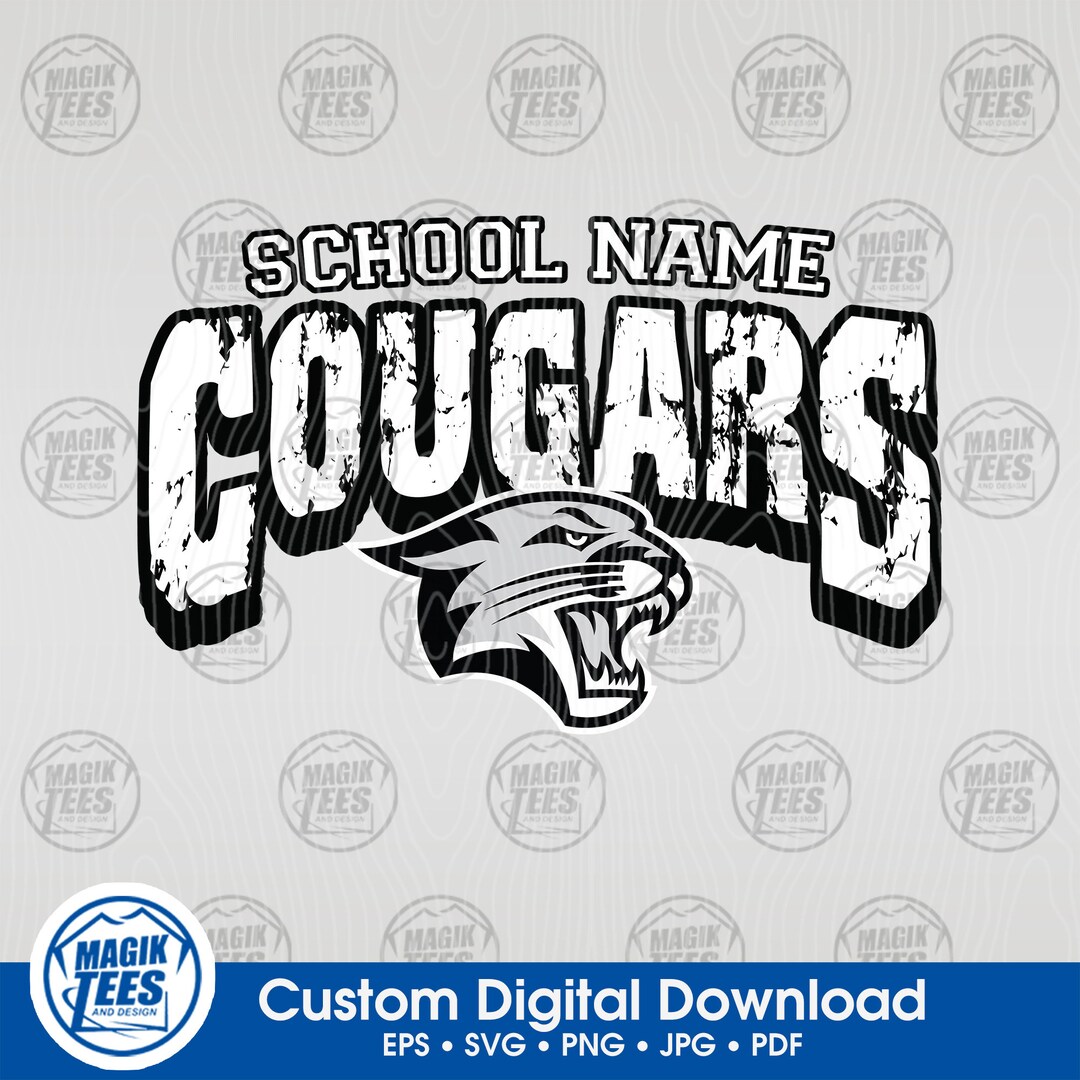 Cougars Mascot School Spirit Custom Digital Download | Personalize With ...