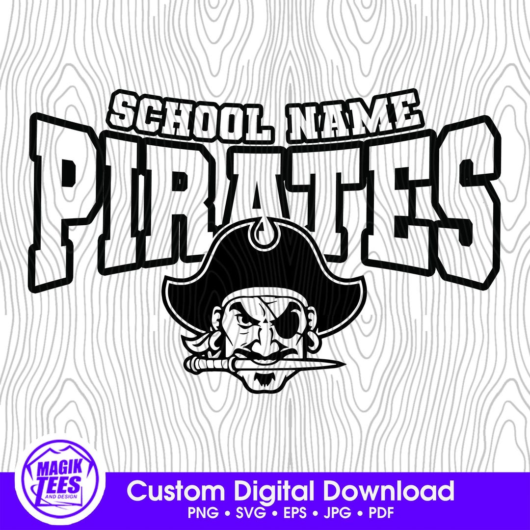 Pirates Mascot School Spirit Custom Digital Download | Personalize With ...