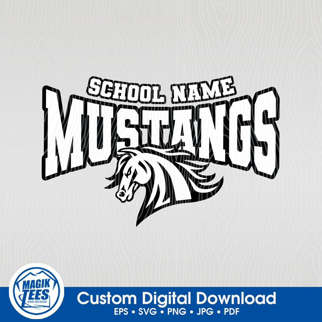 Mustangs Mascot School Spirit Custom Digital Download | Personalize ...
