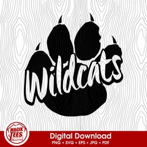 Wildcats School Spirit Mascot Paw Print | Digital Download | PNG, SVG ...