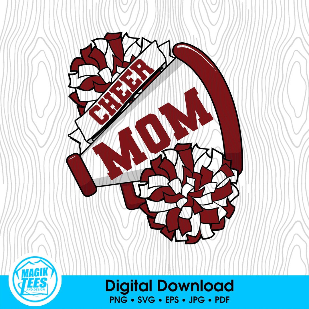 Cheer Mom Maroon | Proud Cheer Mom | Cheerleading Competition Gift ...