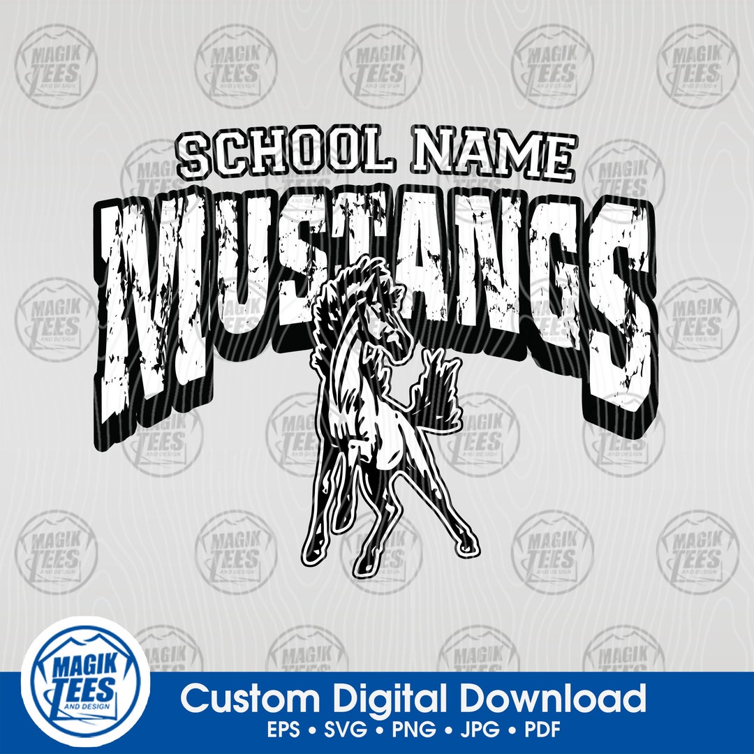 Mustangs Mascot School Spirit Custom Digital Download | Personalize ...