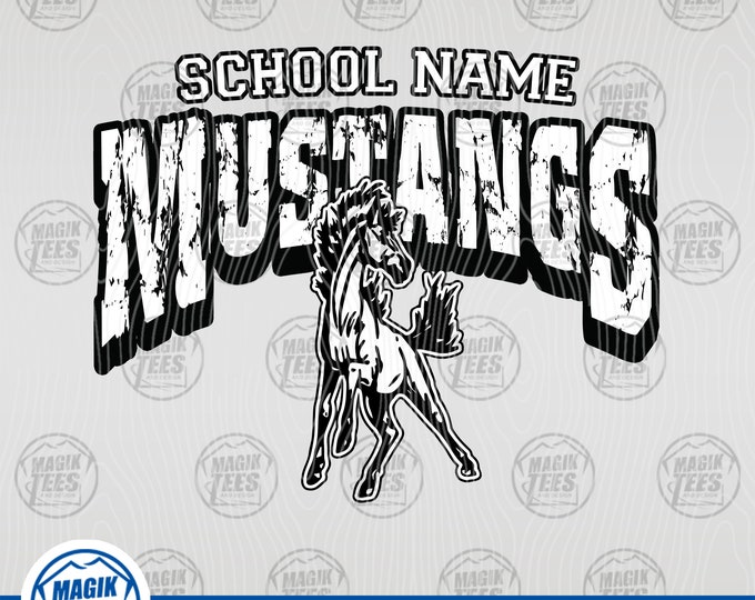 Mustangs Mascot School Spirit Custom Digital Download Personalize With ...