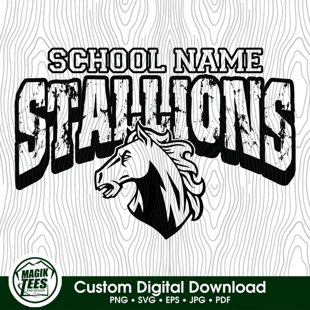 Stallions School Spirit Mascot | Personalize With School Name | Digital ...