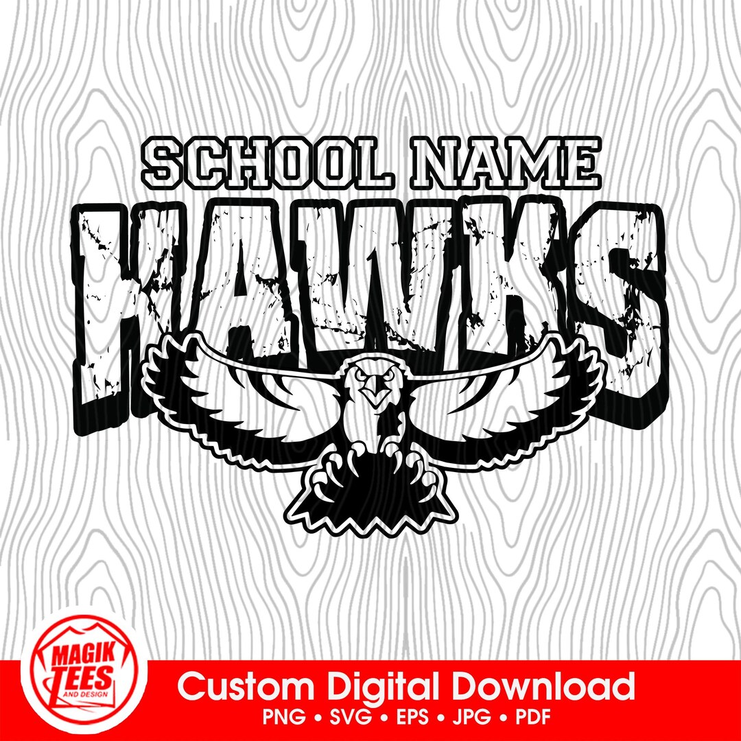 Hawks Mascot School Spirit Custom Digital Download | Personalize With ...