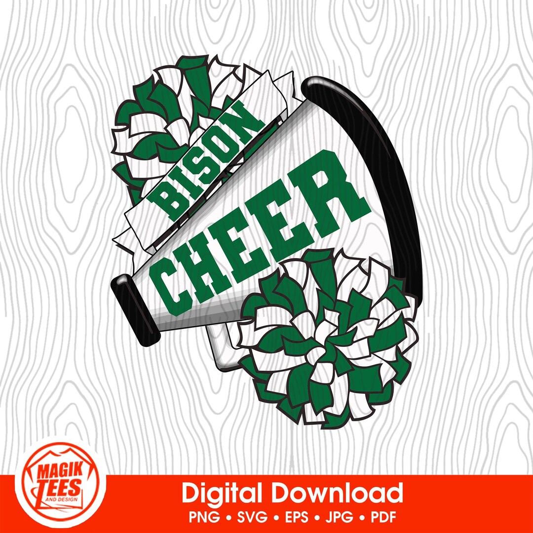 Bison Cheer School Spirit Digital Download Green | Cheerleader Pride ...