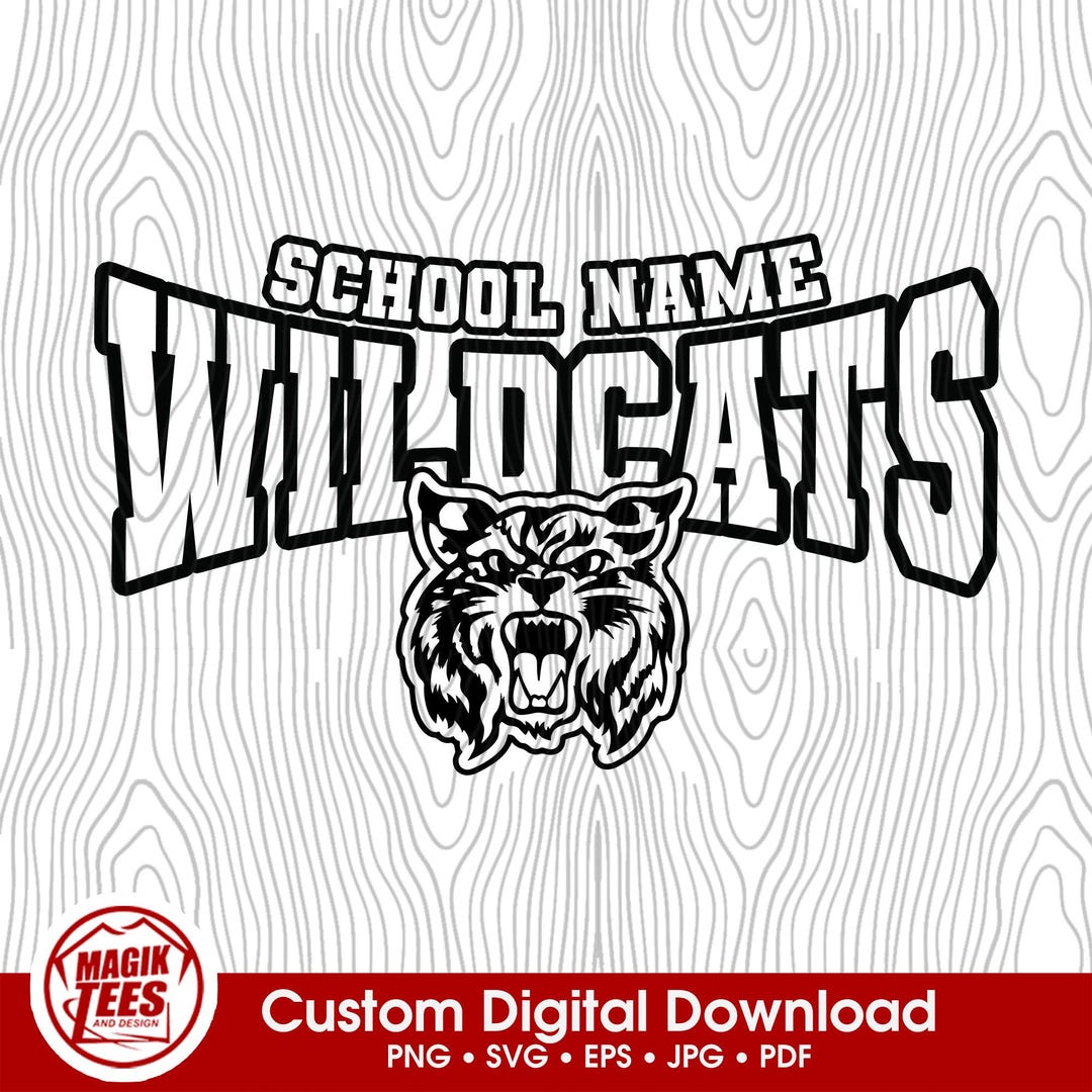 Wildcats Mascot School Spirit Custom Digital Download | Personalize ...