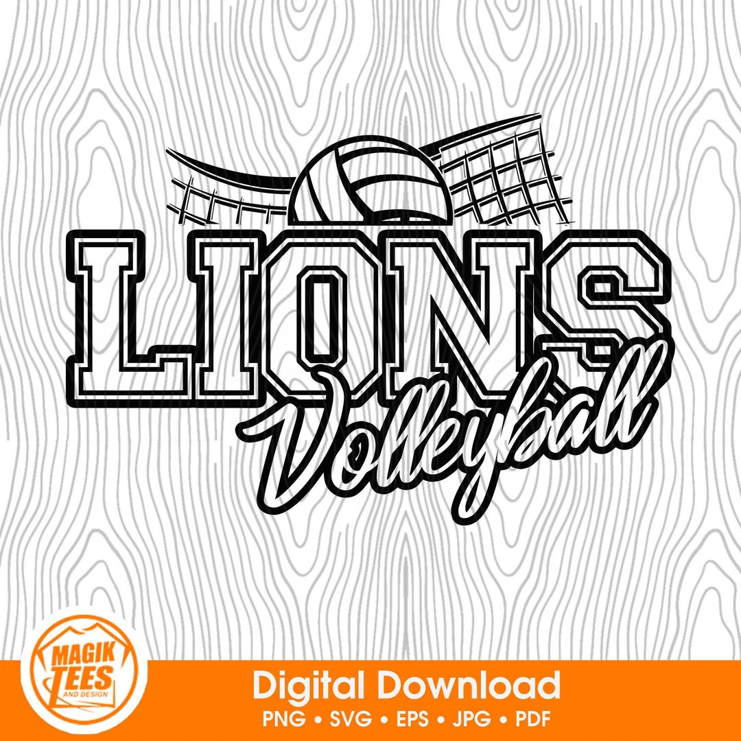 Lions Volleyball School Spirit Digital Download | Volleyball Team Pride ...