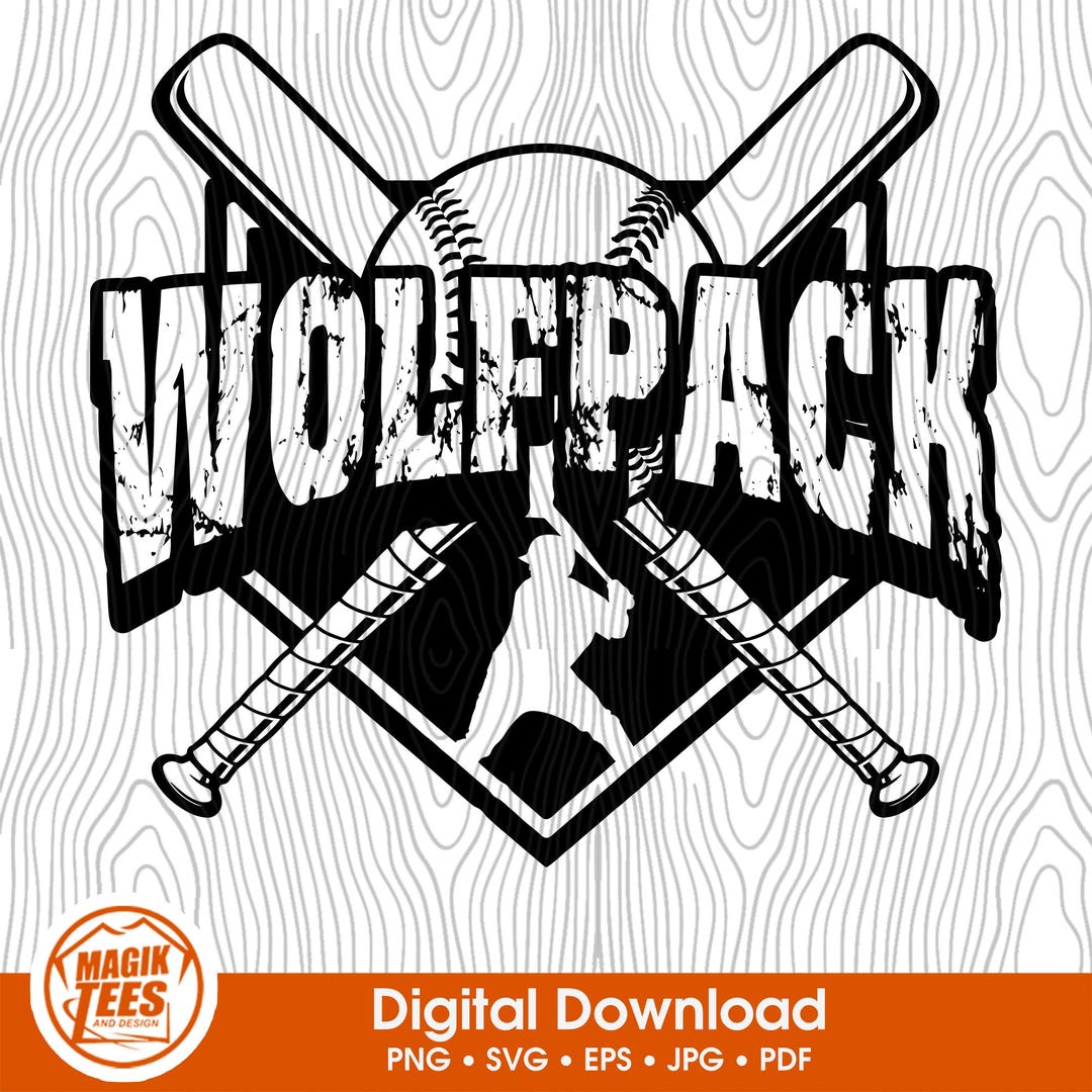 Wolfpack Baseball | Baseball Team Mascot | Matching Baseball Team Wear | School Spirit | Digital ...