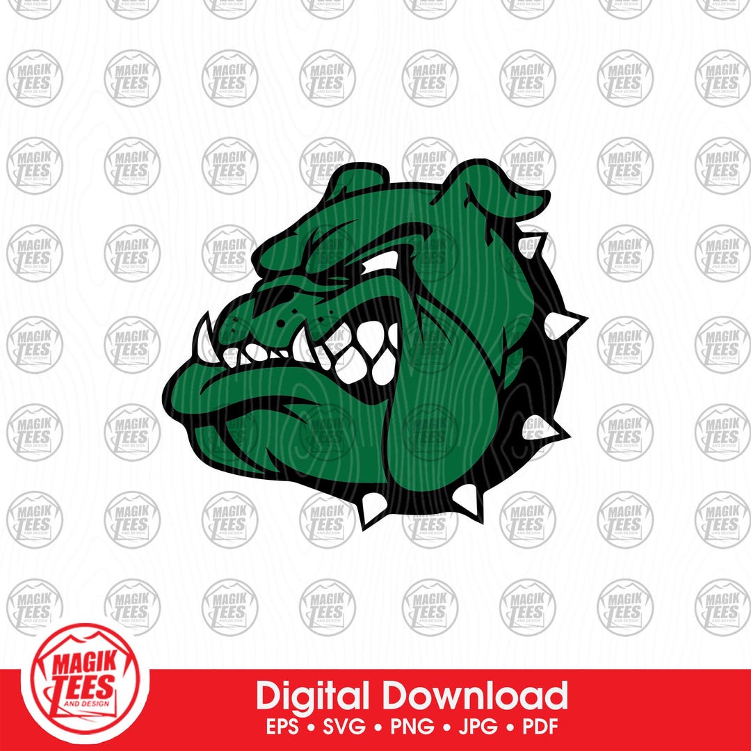 Bulldog Mascot Logo Green | School Spirit Digital Download | Mascot ...