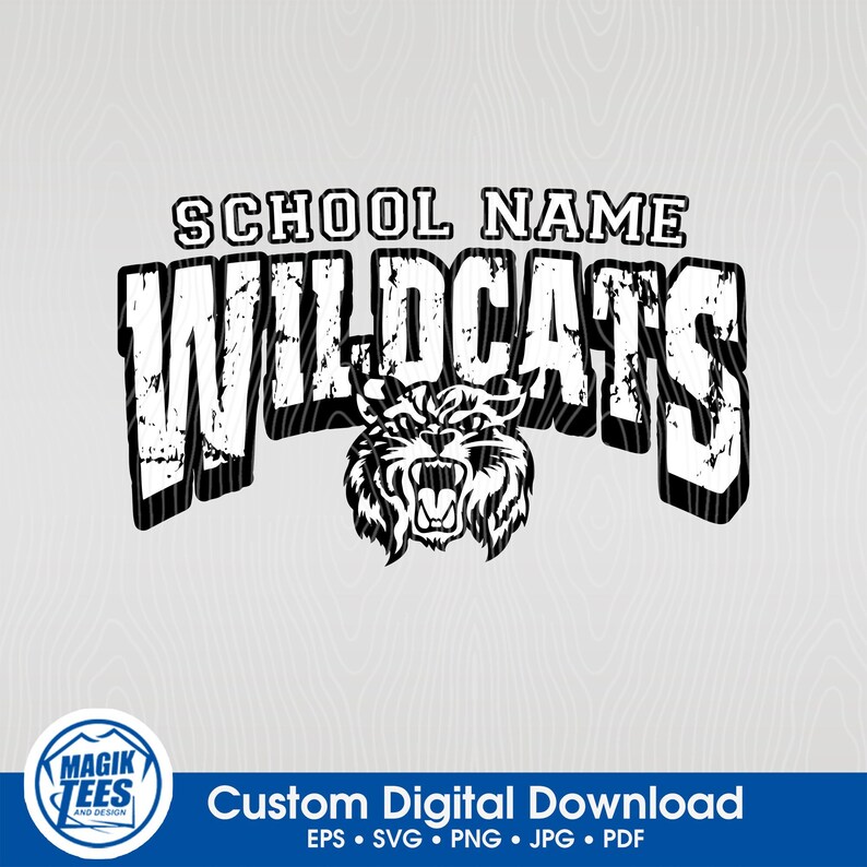 Wildcats School Spirit Mascot Personalize With School Name - Etsy