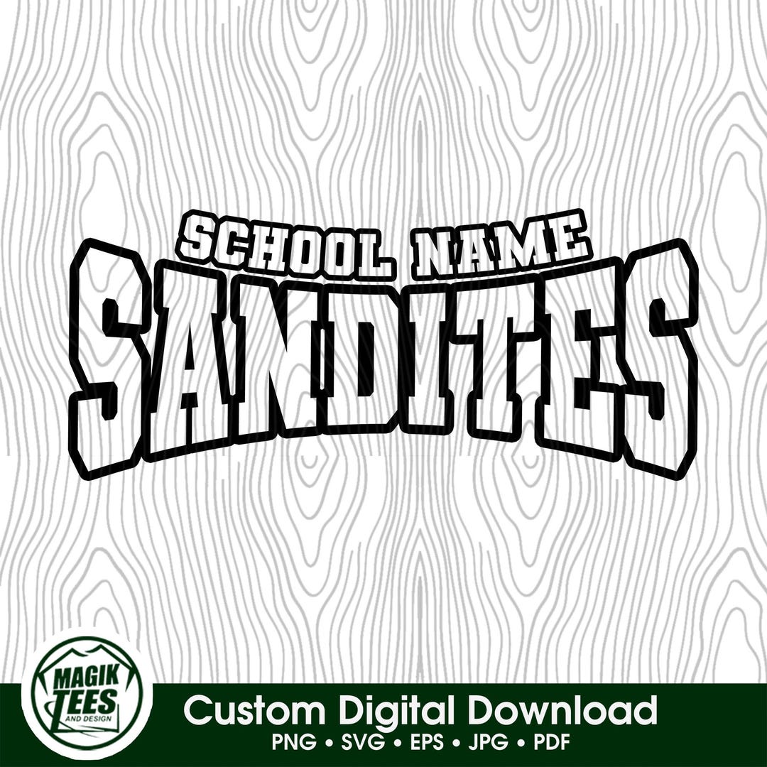 Sandites School Spirit Mascot | Personalize With School Name | Digital ...
