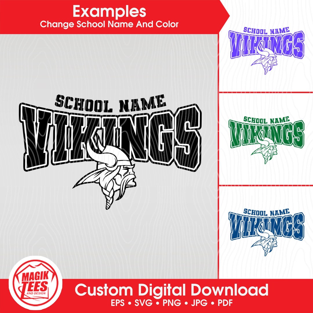 Vikings Custom School Mascot | Personalize With School Name and Color ...