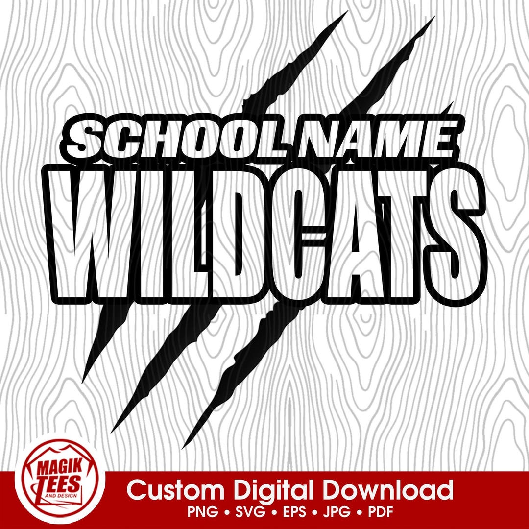 Wildcats School Spirit Mascot | Personalize With School Name | Digital ...