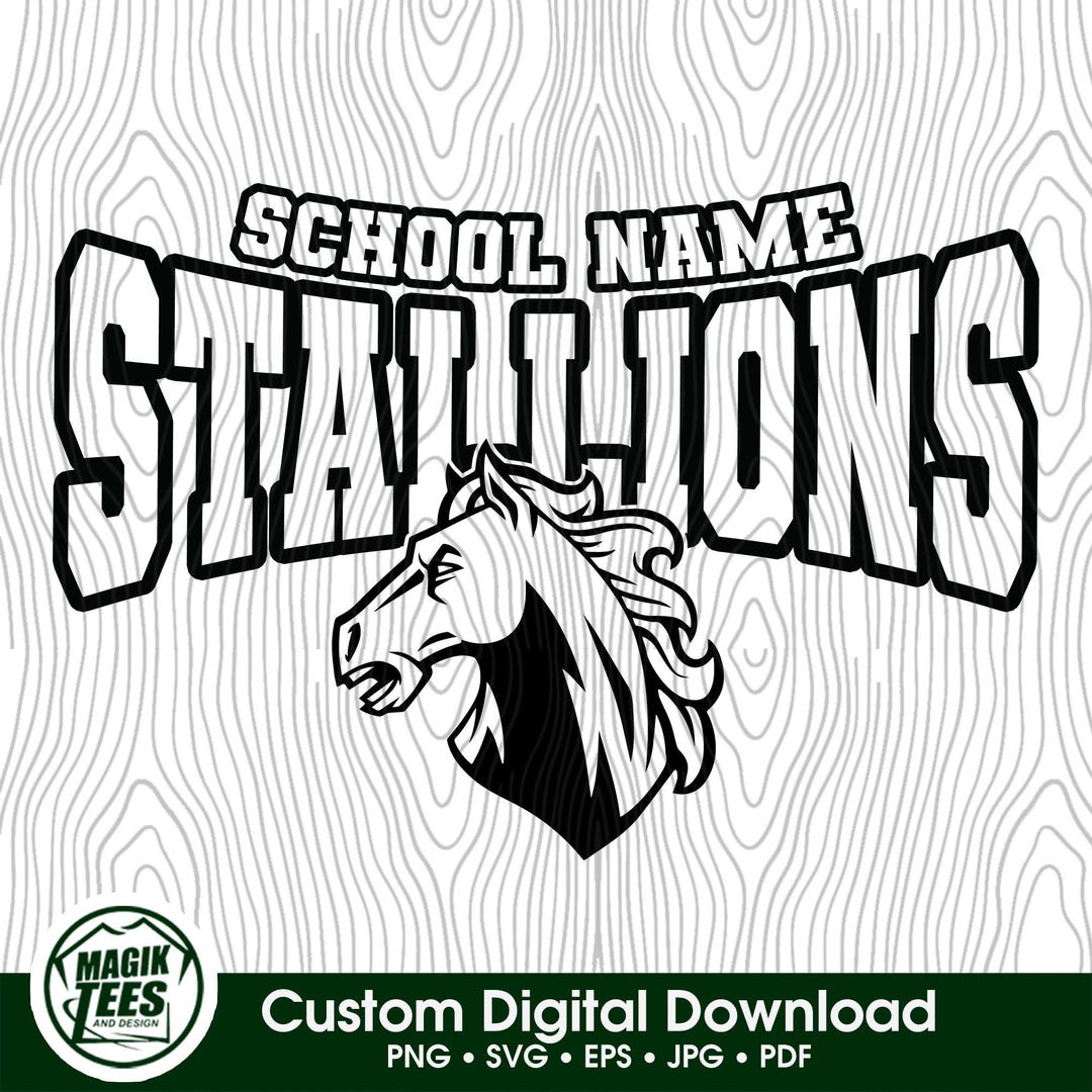 Stallions School Spirit Mascot | Personalize With School Name | Digital ...
