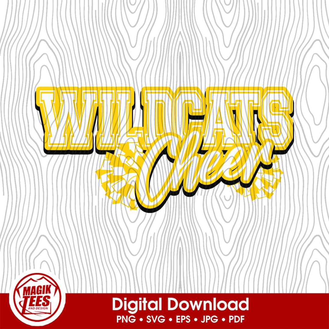 Wildcats Cheer School Spirit Mascot Digital Download Golden Yellow ...