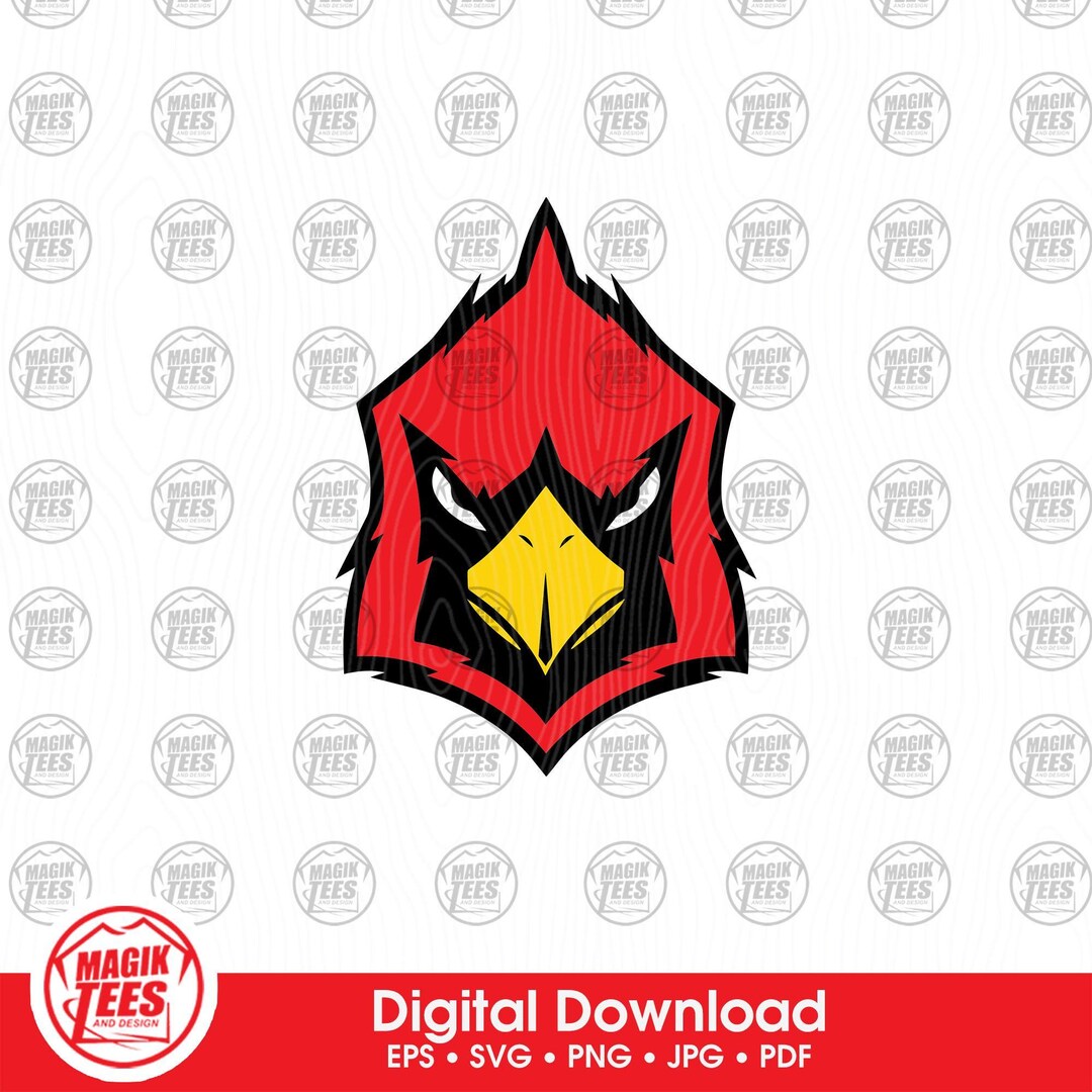 Cardinal Mascot Logo Red, Yellow | School Spirit Digital Download ...