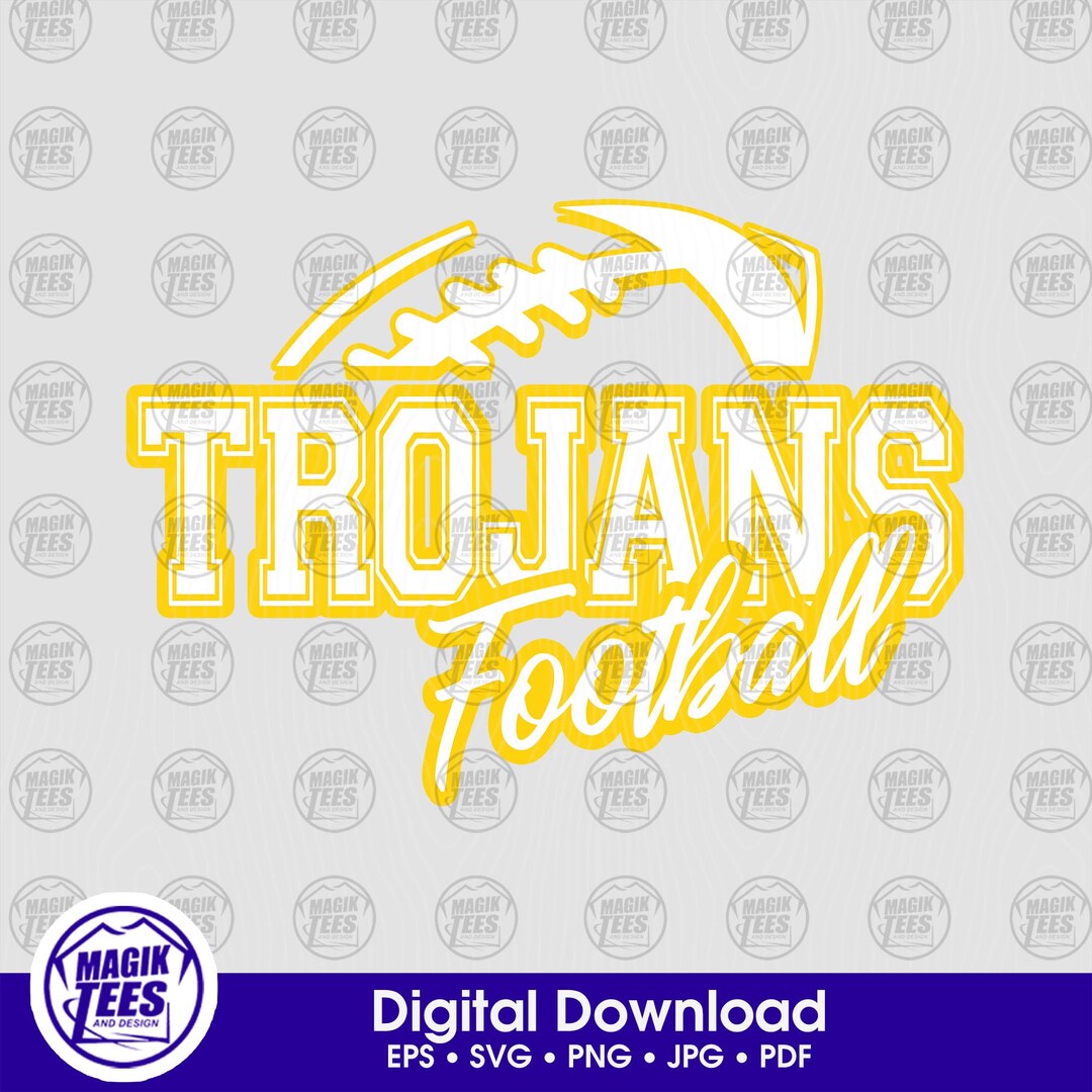 Trojans Football School Spirit Digital Download Golden Yellow ...