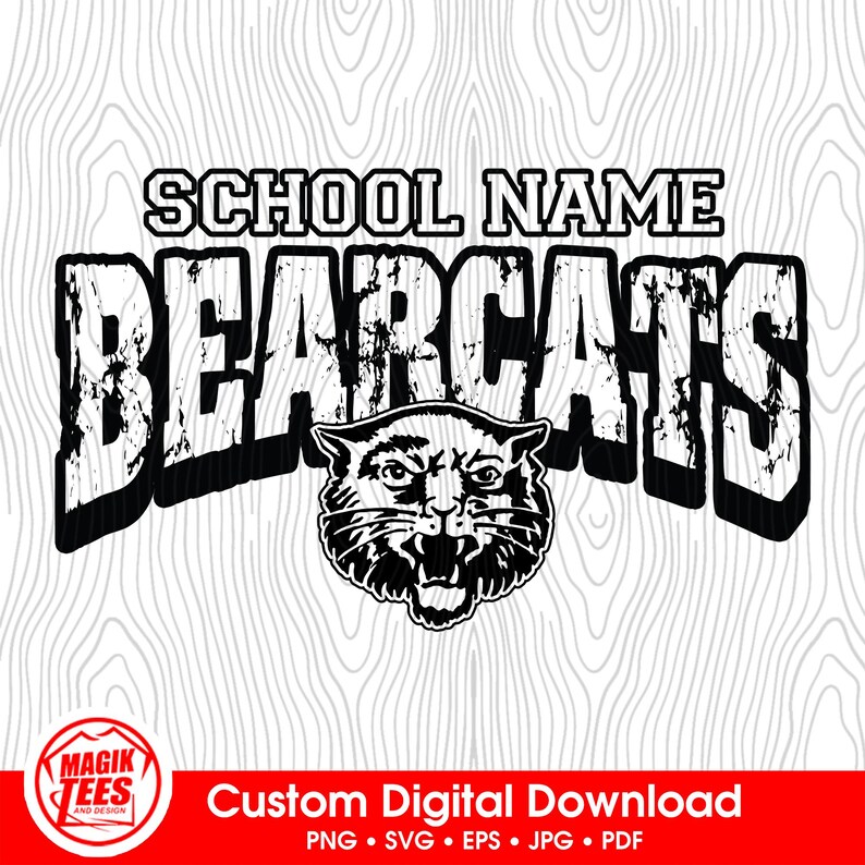 Bearcats School Spirit Mascot | Personalize With School Name | Digital ...