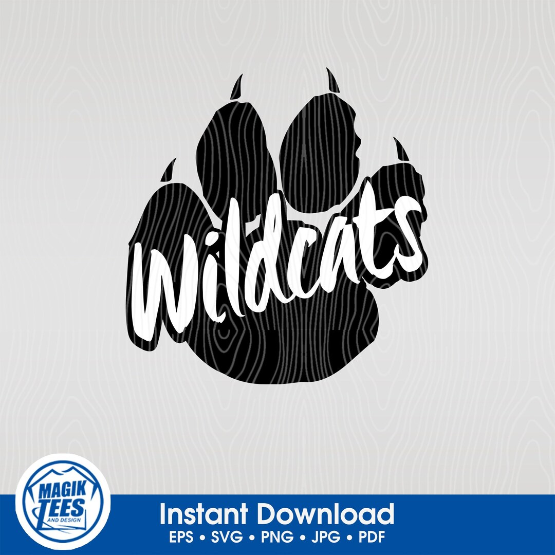 Wildcats School Spirit Mascot Paw Print - Png, Eps, Jpg, Svg, Pdf - Etsy