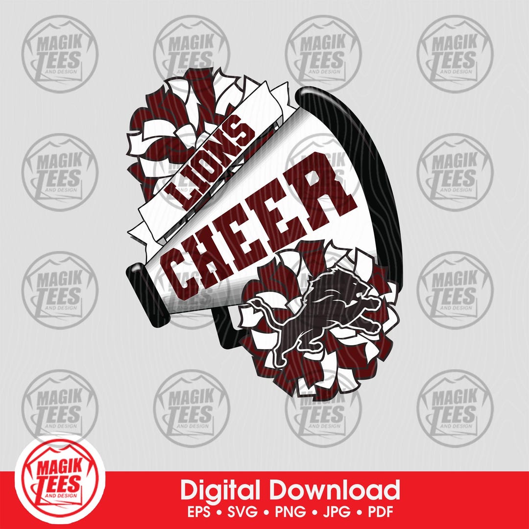 Lions Cheer School Spirit Digital Download Maroon | Cheerleader Pride ...